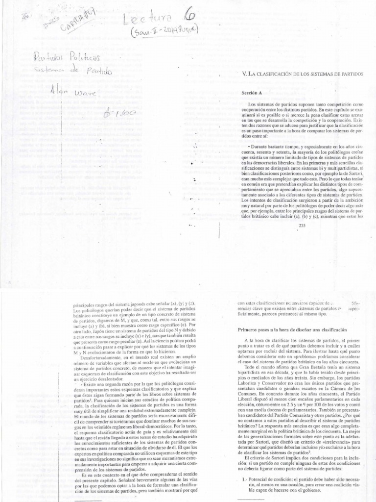 Capítulo v. La Clasificación de Los Sistemas de Partidos - Alan Ware ...