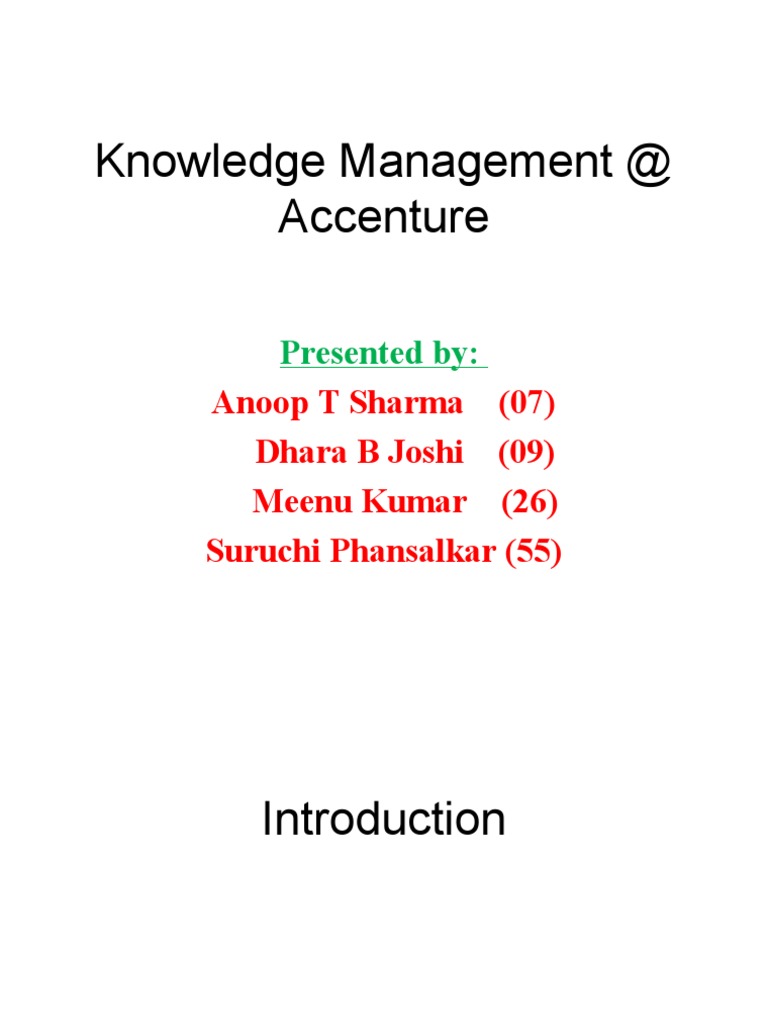 Knowledge Management Framework - Accenture | PDF | Knowledge Management ...