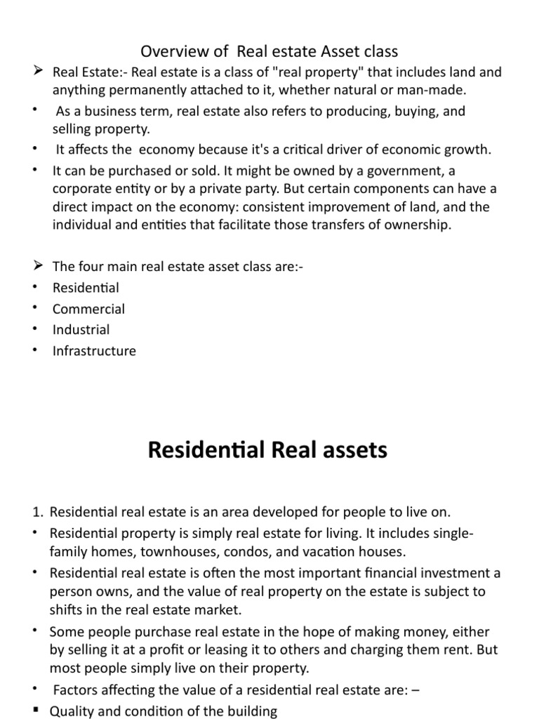 Overview of Real Estate Asset Class | Download Free PDF | Commercial ...