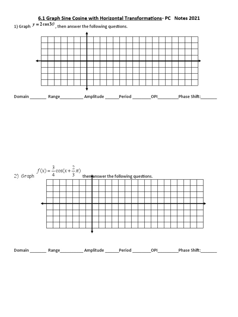 6.1 Graph Sine Cosine With Horiz Transformations 2021 | PDF