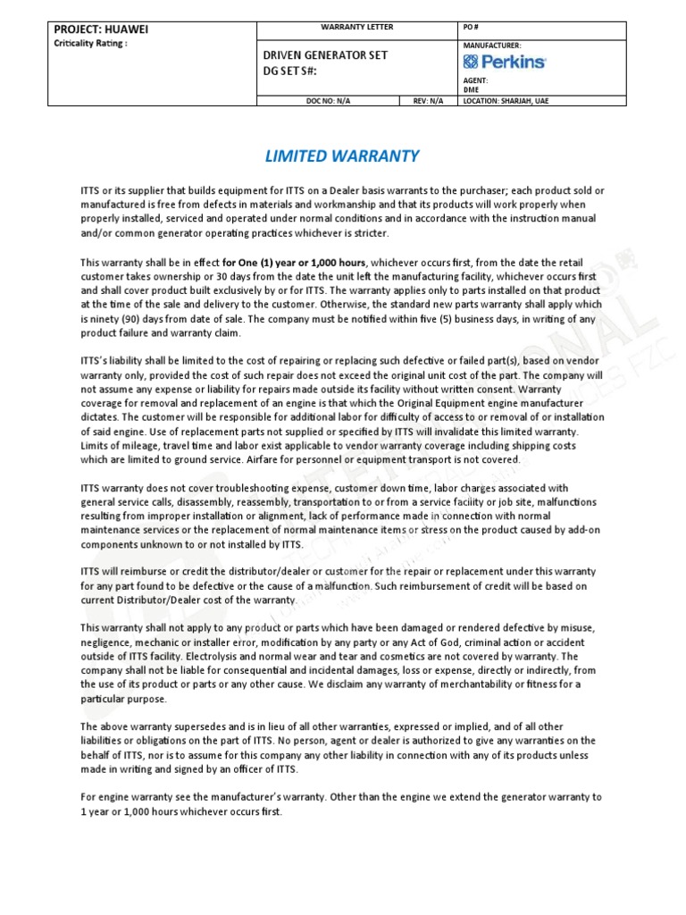 Limited Warranty: Project: Huawei | Download Free PDF | Private Law ...