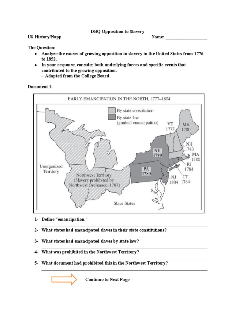 DBQ Opposition To Slavery | PDF | Abolitionism In The United States ...
