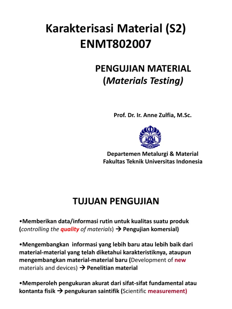 Pengujian Material: Metode dan Signifikansi | PDF | Teknologi & Rekayasa