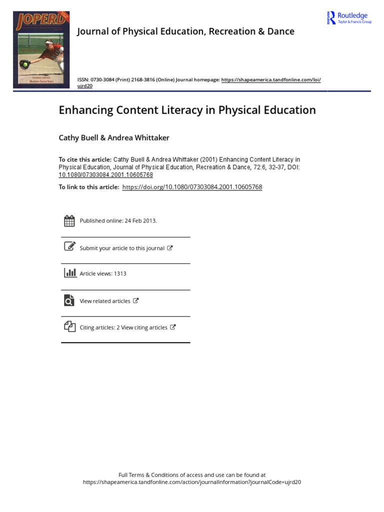 Enhancing Content Literacy in Physical Education | PDF | Literacy ...