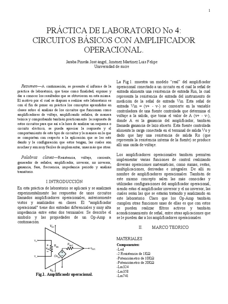 Informe de Circuitos 2 de Amplificador Operacional | PDF | Amplificador | Amplificador operacional