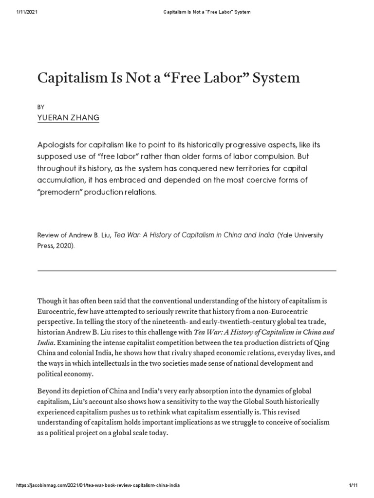 Capitalism Is Not A "Free Labor" System | PDF | World Systems Theory ...