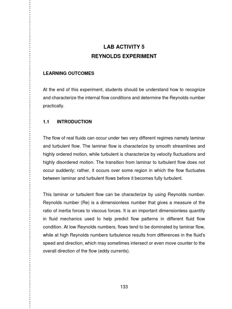 Reynolds Experiment | PDF | Reynolds Number | Laminar Flow