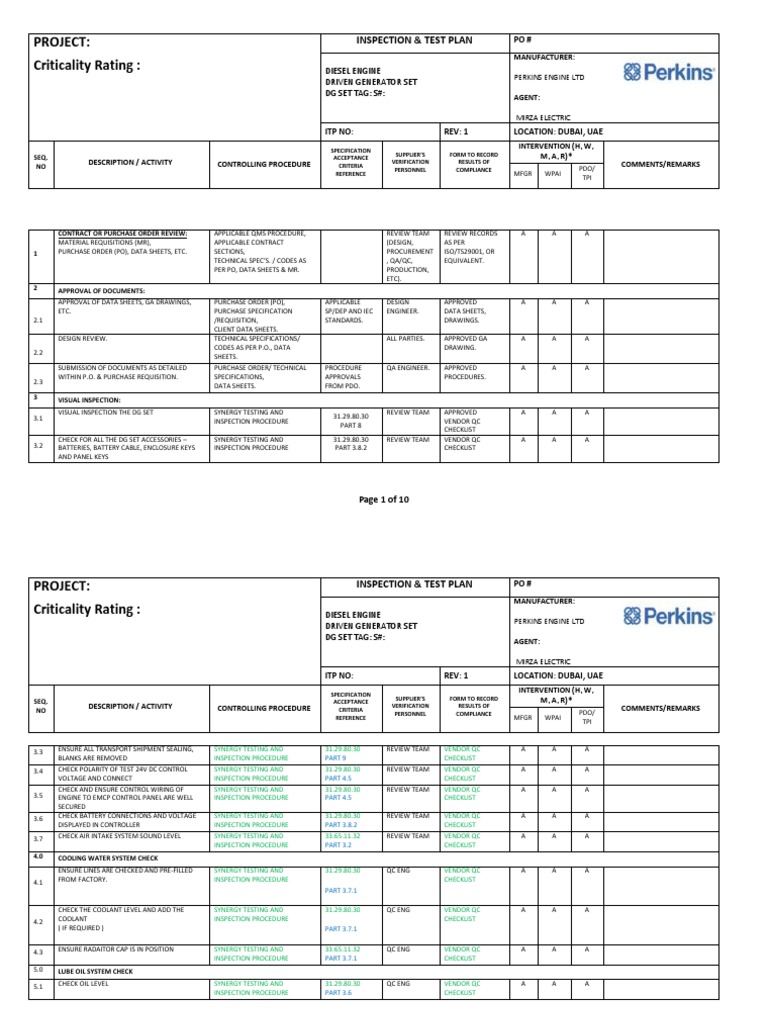 6 - Testing & Commissioning Data - Itp | Download Free PDF ...
