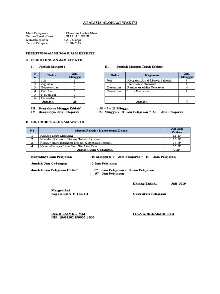 ANALISIS ALOKASI WAKTU Ganjil Dan Genap | PDF