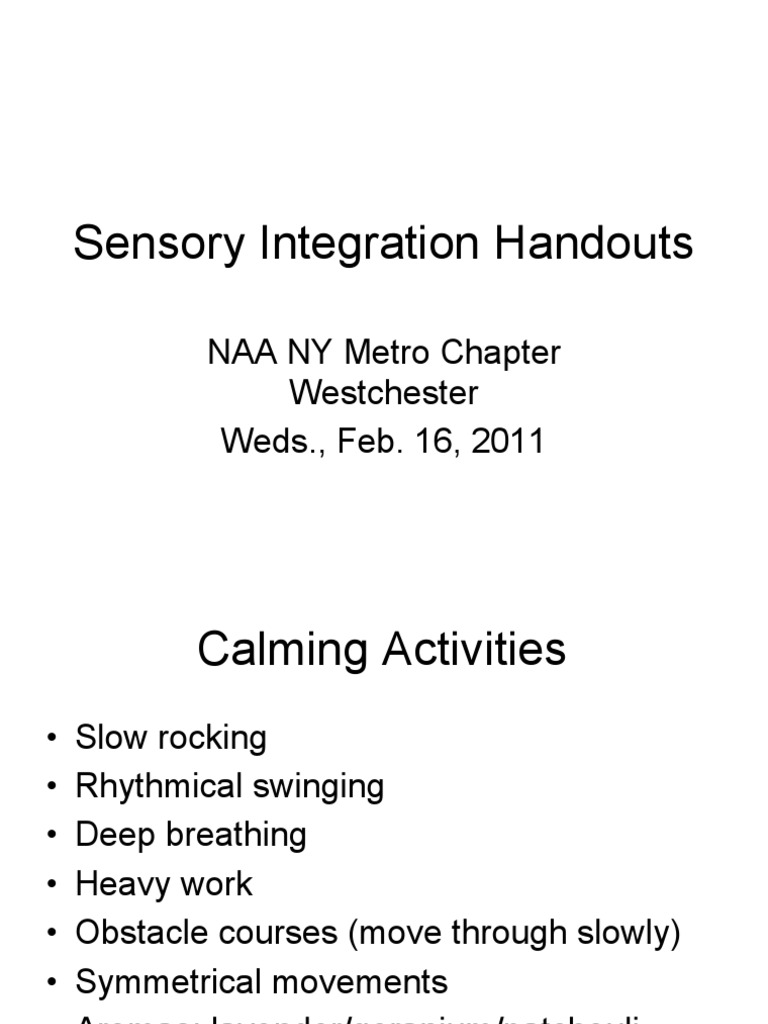 Sensory Integration Handouts | PDF | Nervous System | Neuroscience