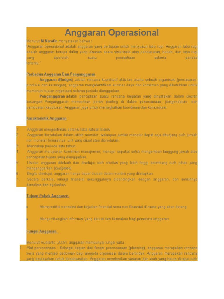 Anggaran Operasional | PDF