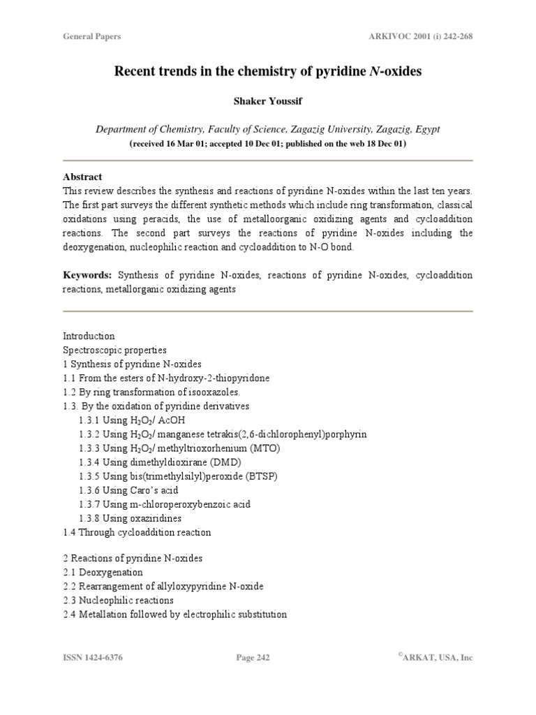 Nitration | PDF | Pyridine | Hydrogen Peroxide