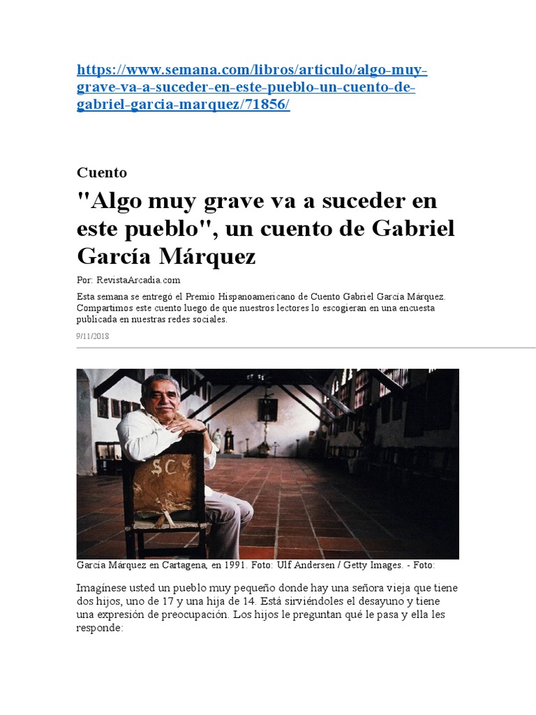 Algo Muy Grave Va A Pasar en Éste Pueblo | PDF | Gabriel García Márquez