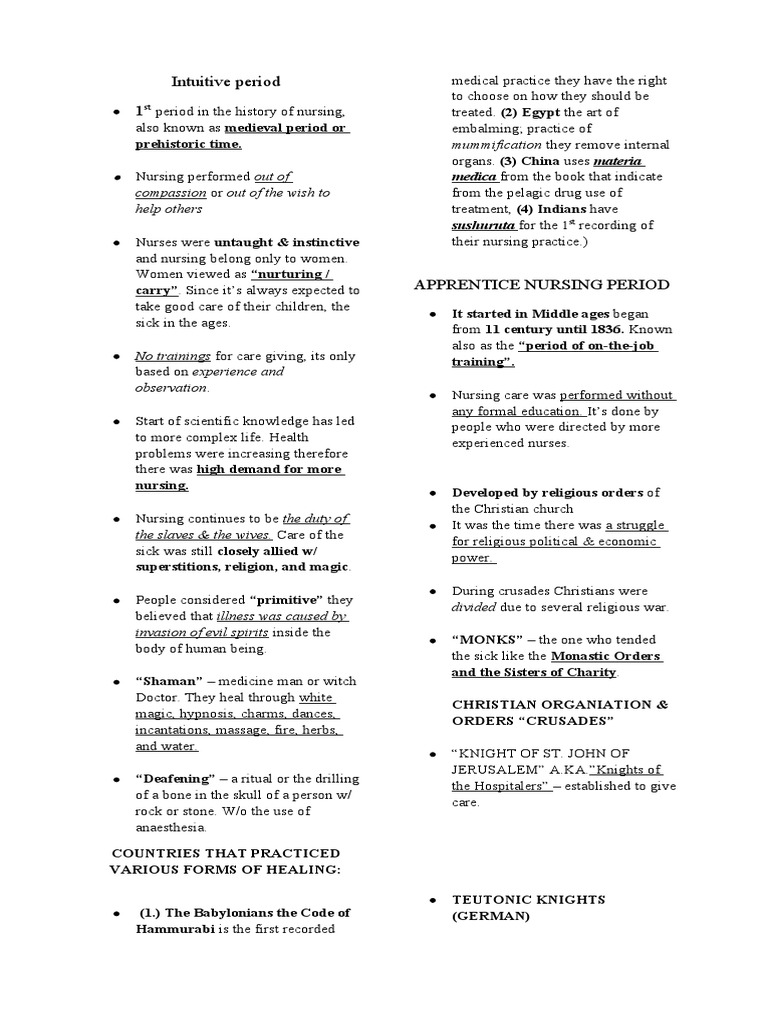 Intuitive Period | PDF | Florence Nightingale | Nursing