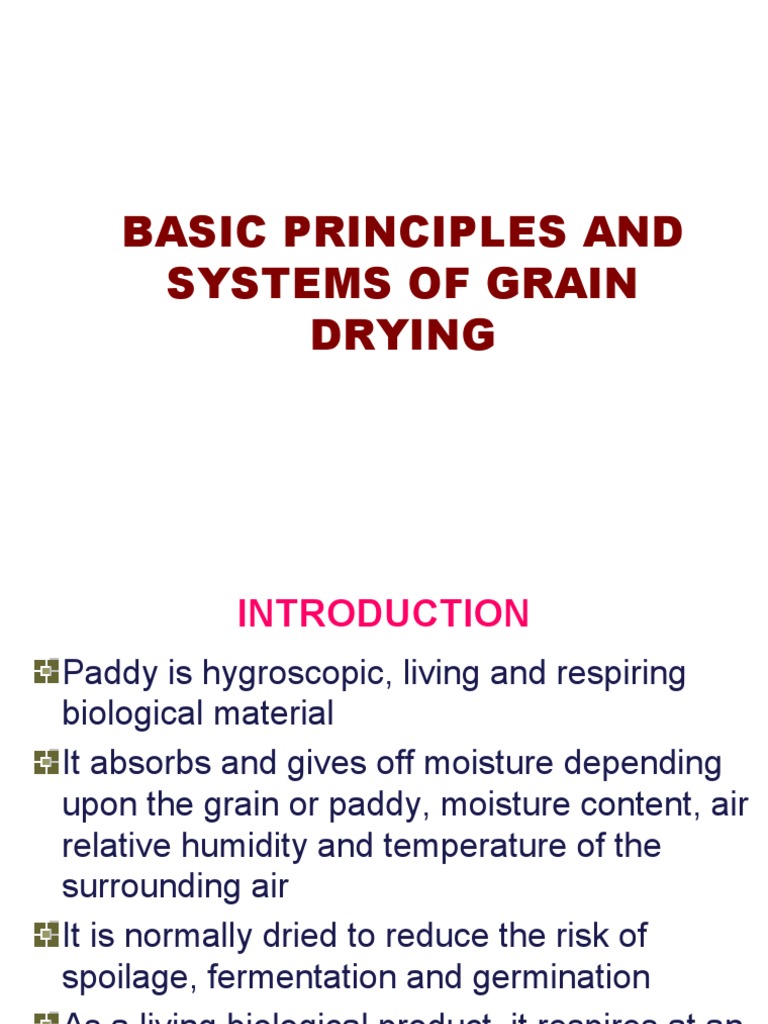 Basic Principles and Systems of Grain Drying | PDF | Humidity | Evaporation