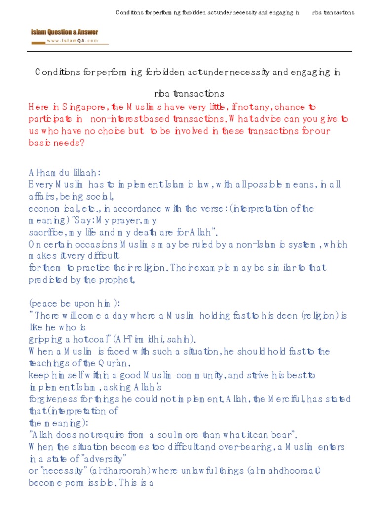 Conditions For Performing Forbidden Act Under Necessity and Engaging in ...