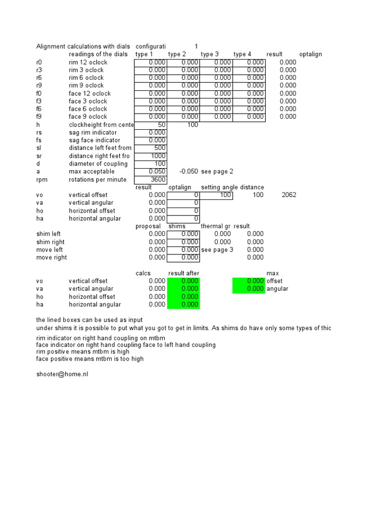 Shaft Alignment Excel Sheet | PDF | Mechanical Engineering