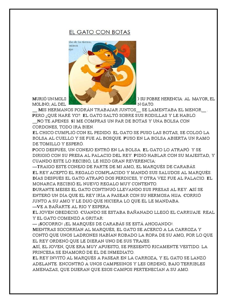 Cuento El Gato Con Bota.. | PDF