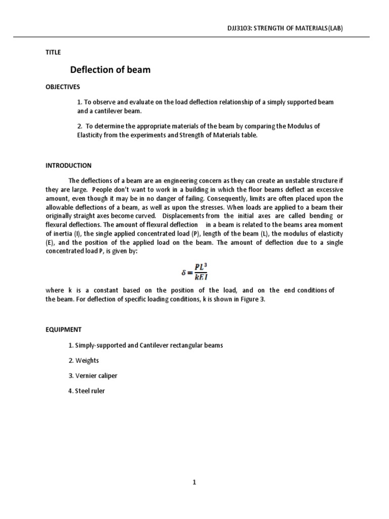 Deflection of Beam | PDF | Beam (Structure) | Strength Of Materials