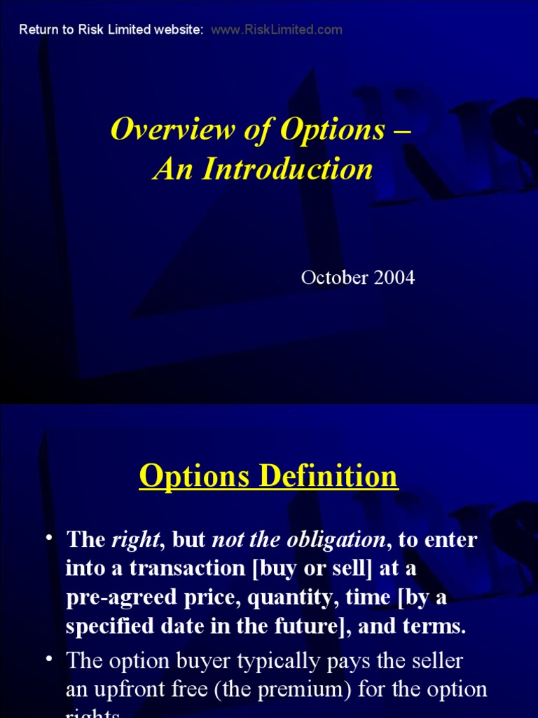 Overview of Options - An Introduction: October 2004 | PDF | Option ...