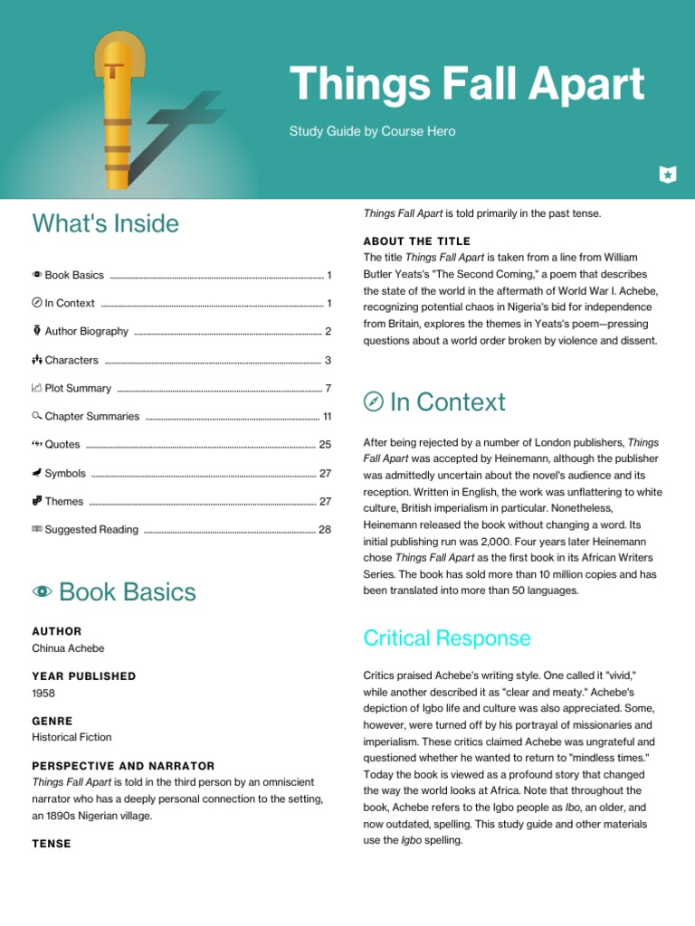 English Things Fall Apart Study Guide Secondary | PDF