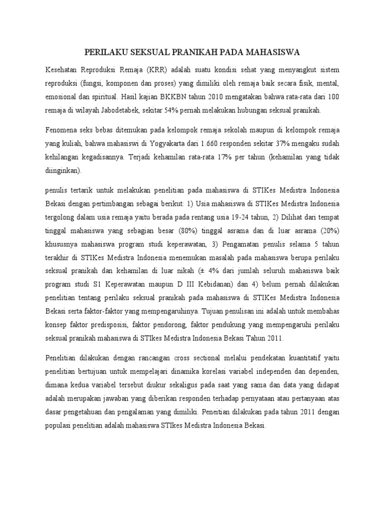 Perilaku Seksual Pranikah Mahasiswa STIKes | PDF