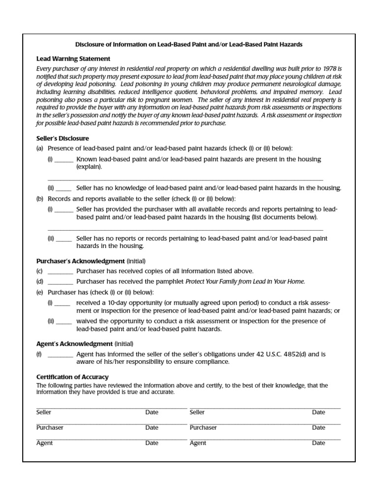 Lead Based Paint Form | PDF | Risk | Business