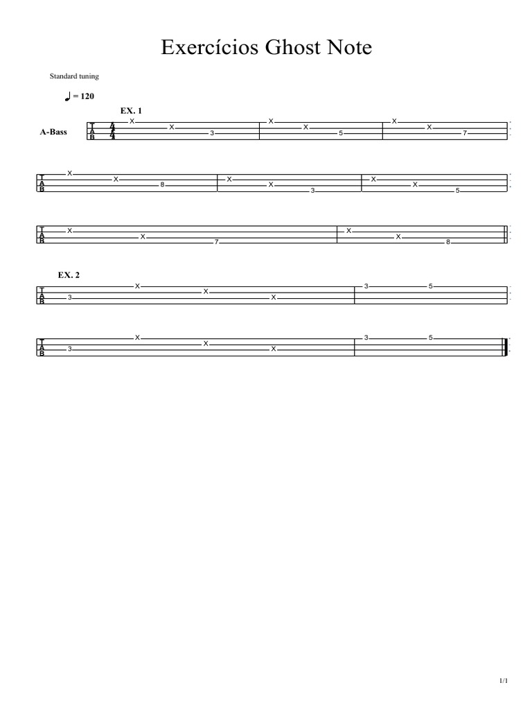 A Guide to Ghost Note Exercises in Standard Tuning | PDF