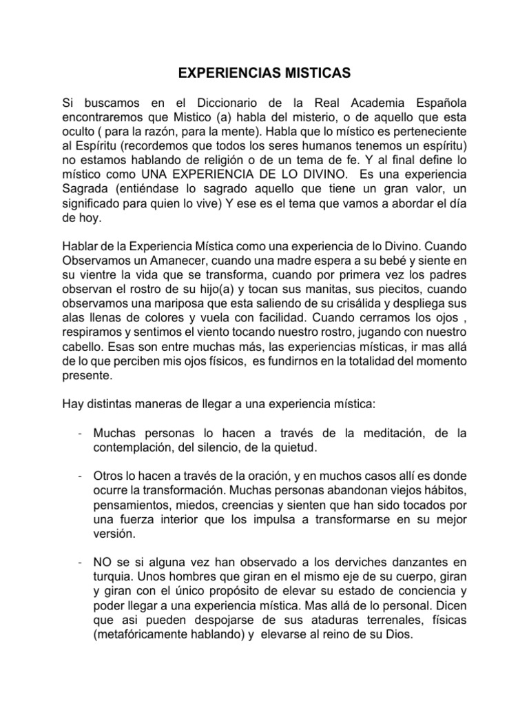Experiencias Misticas | PDF | Misticismo | Alma
