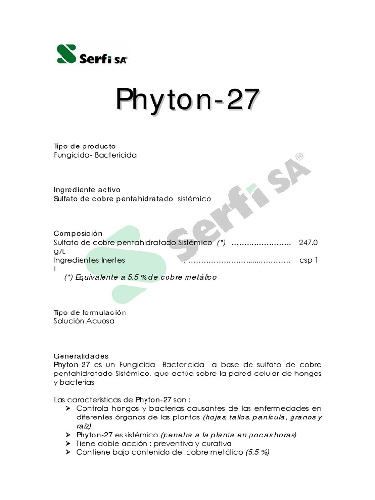Phyton 27 Ficha Técnica | PDF | Plantas | Organismos