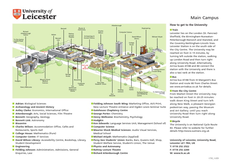 A Map and Directions to the Main Campus of the University of Leicester ...