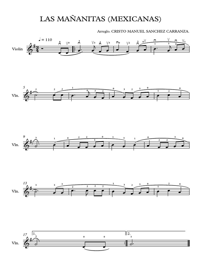 LAS MAÑANITAS (MEXICANAS) Violin - Partitura Completa | PDF