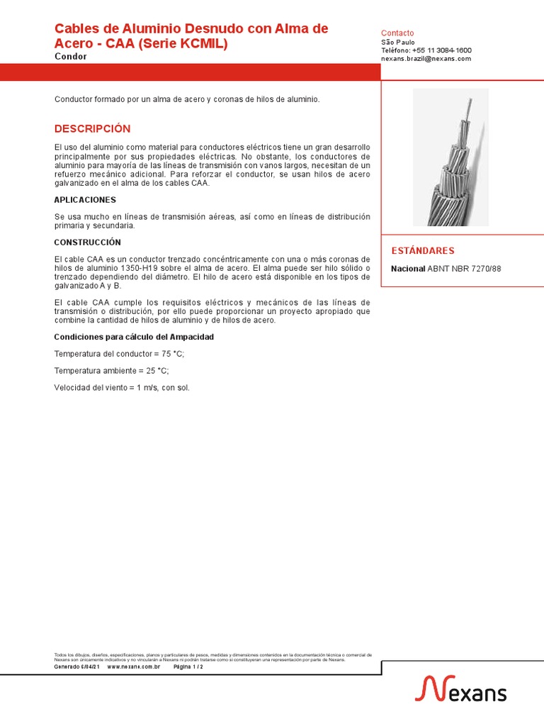 Condor Ficha Tecnica | PDF | Acero | Conductor electrico