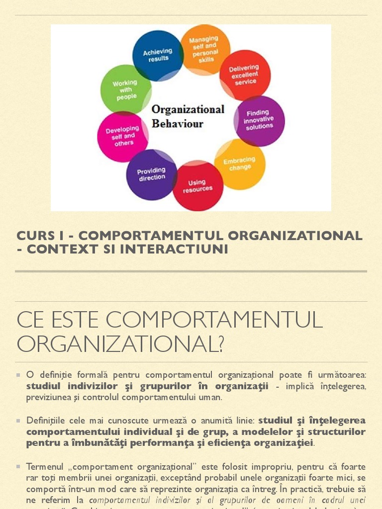 Curs 1 Comportament Organizational - Context Si Interactiuni | PDF