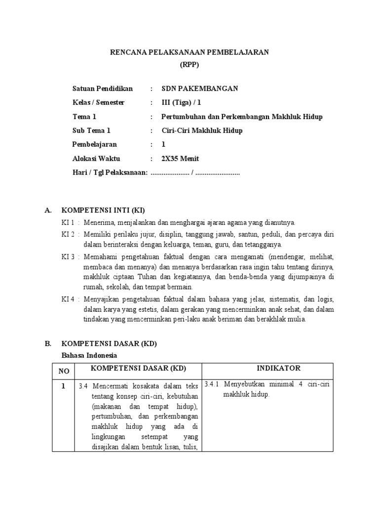 Rencana Pelaksanaan Pembelajaran | PDF