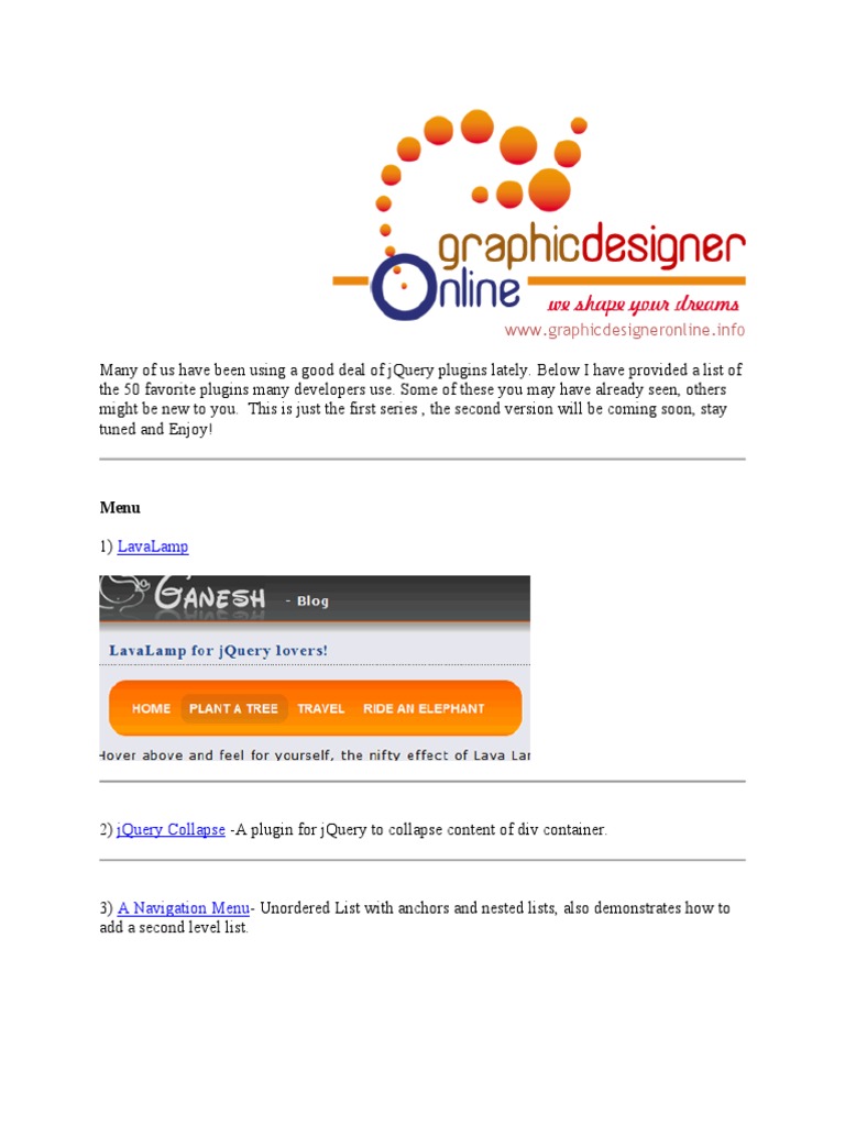 Jquery Plugins Pdf J Query Java Script