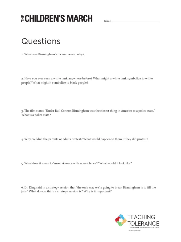 Key Questions on the Children's March | PDF | Birmingham | Martin ...