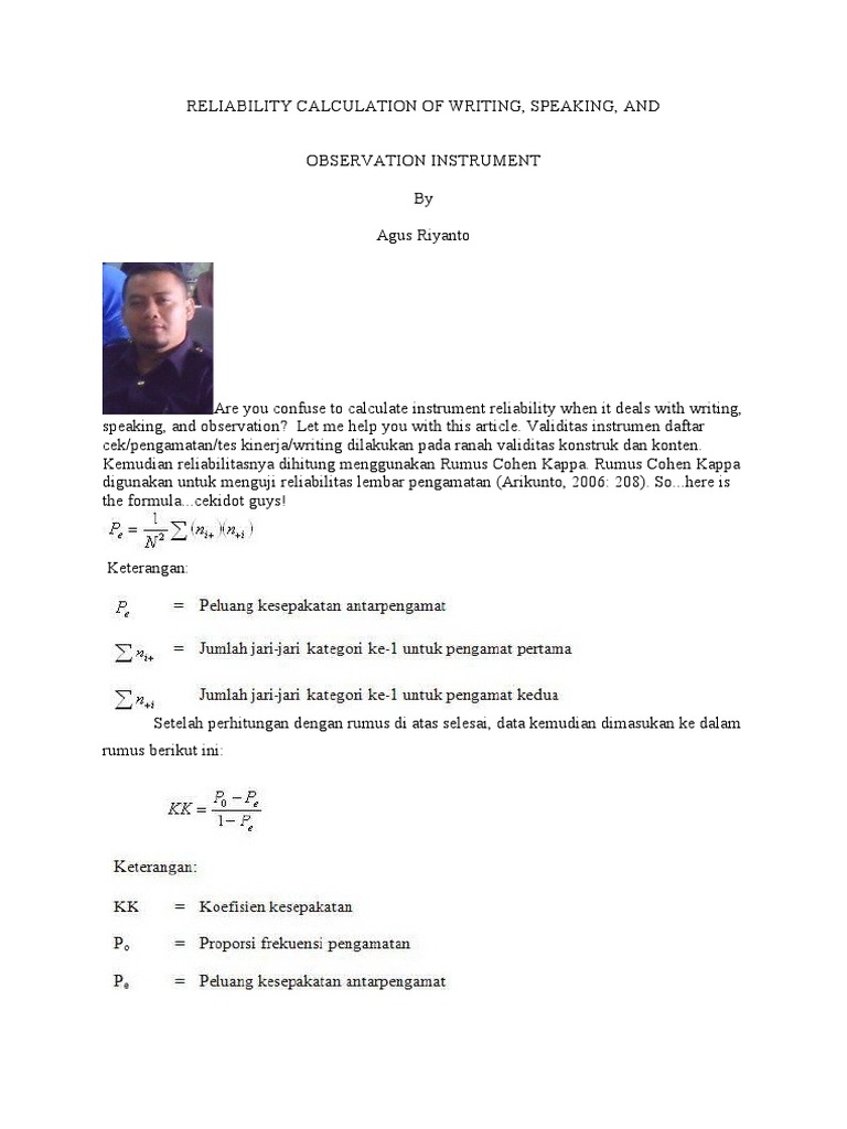 Reliability Calculation of Writing | PDF