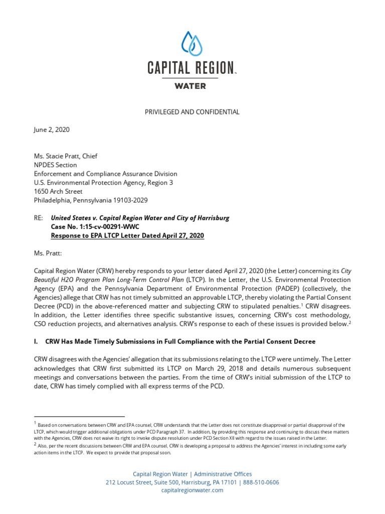 CRW Letter To The EPA | PDF | Combined Sewer | United States ...