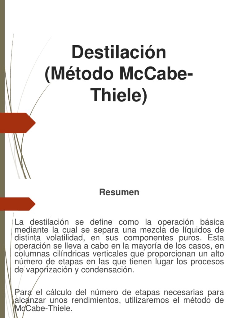 Método McCabe-Thiele en Destilación | PDF | Destilación | Ingeniería ...