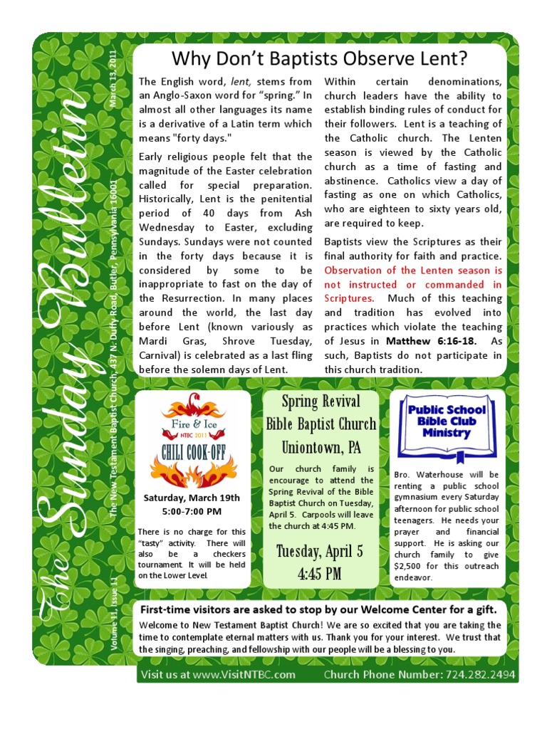 The Sunday Bulletin | PDF | Lent | Monotheistic Religions