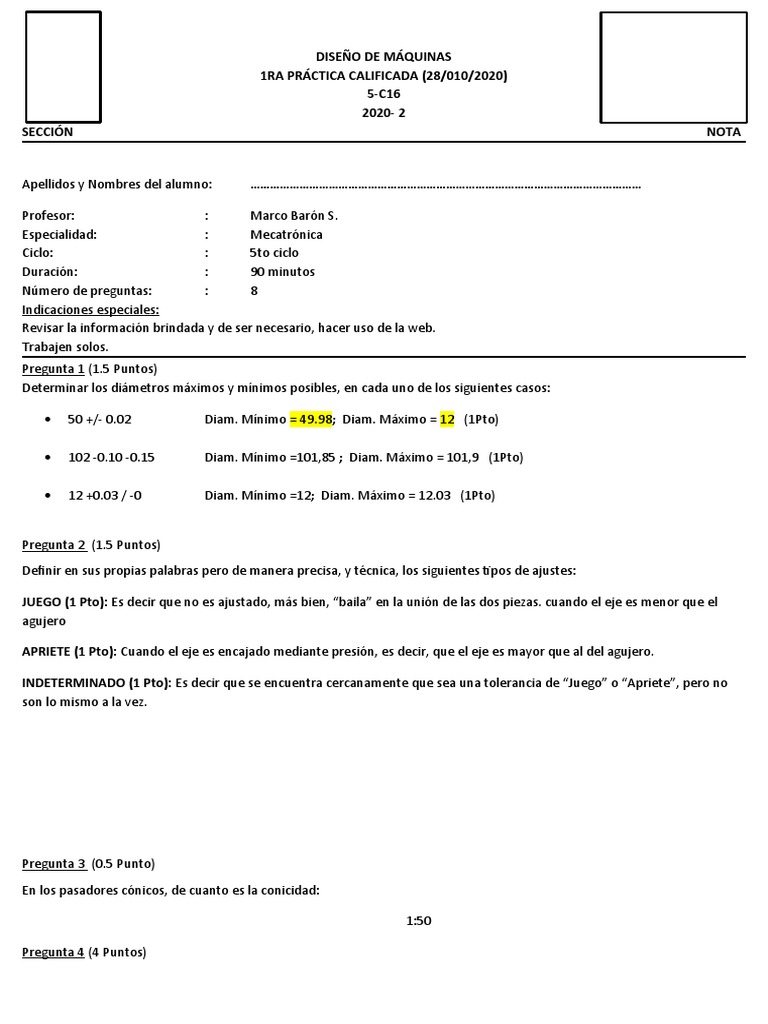 1er Practica TECSUP Diseño de Maquinas | PDF | Engranaje | Bienes manufacturados
