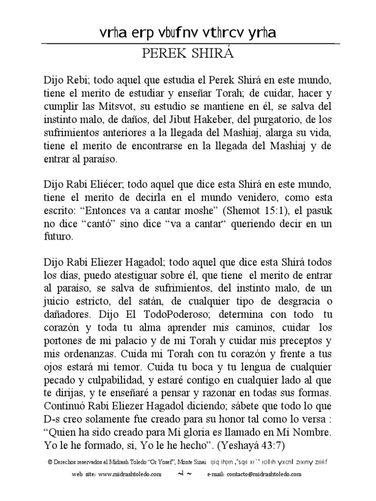 Perek Shira | PDF | Salmos | Tora