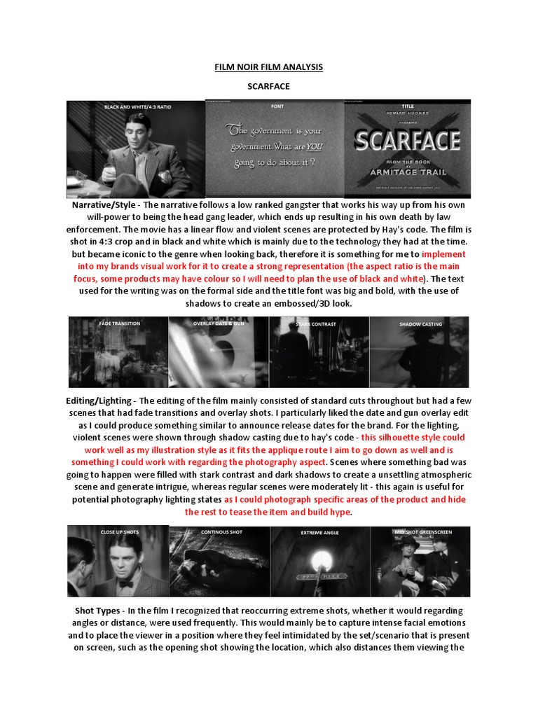 Film Noir Film Analysis | PDF | Shadow | Film Noir