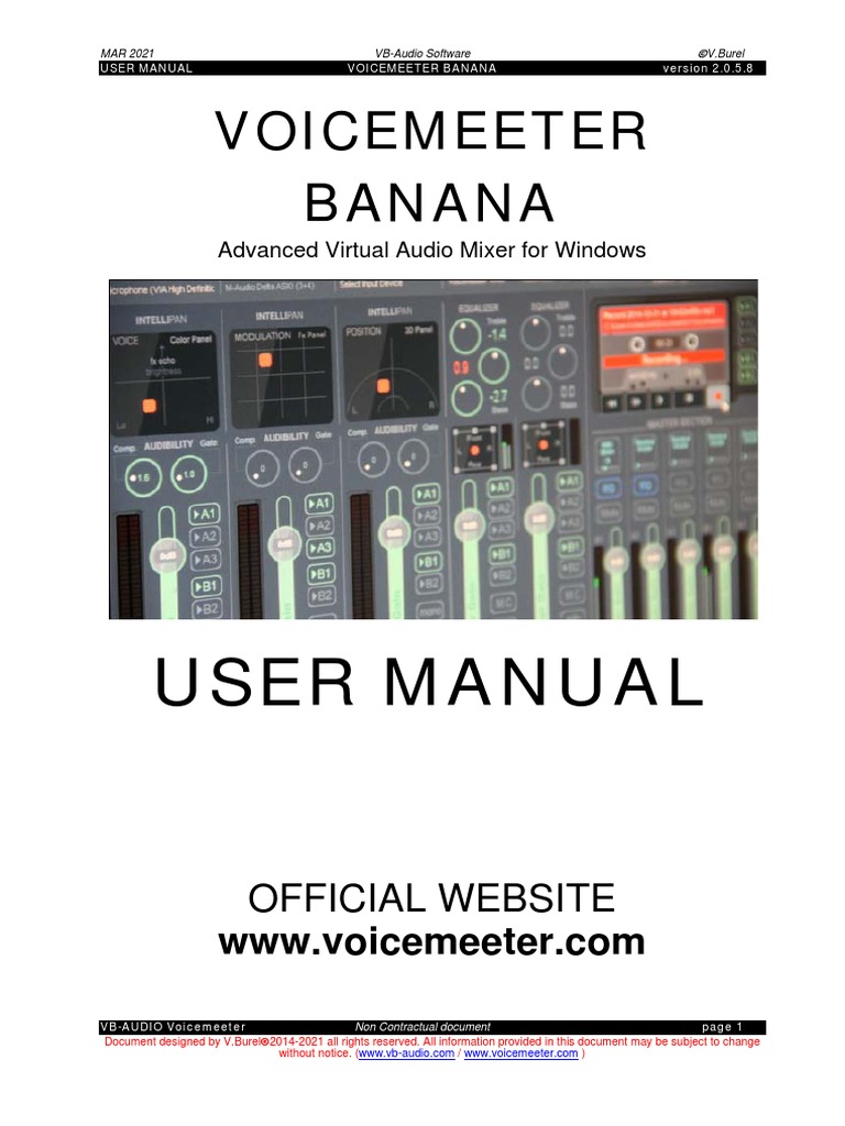 Voicemeeter Banana: User Manual | PDF | Equalization (Audio) | Computer Engineering