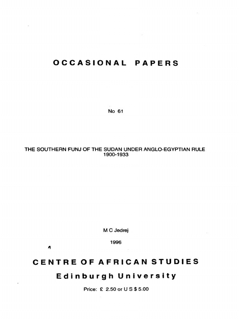 Southern Funj under Anglo-Egyptian Rule | PDF | Sudan | Ethiopia