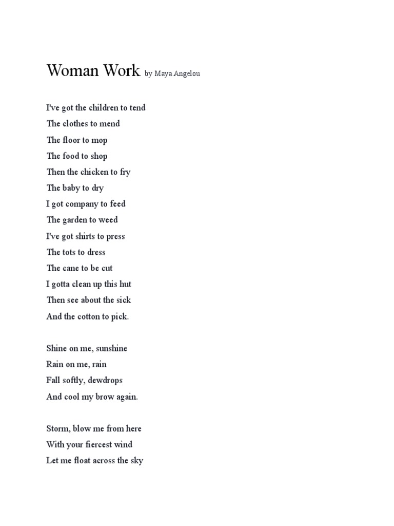 Woman Work: by Maya Angelou | PDF | Clothing | Nature