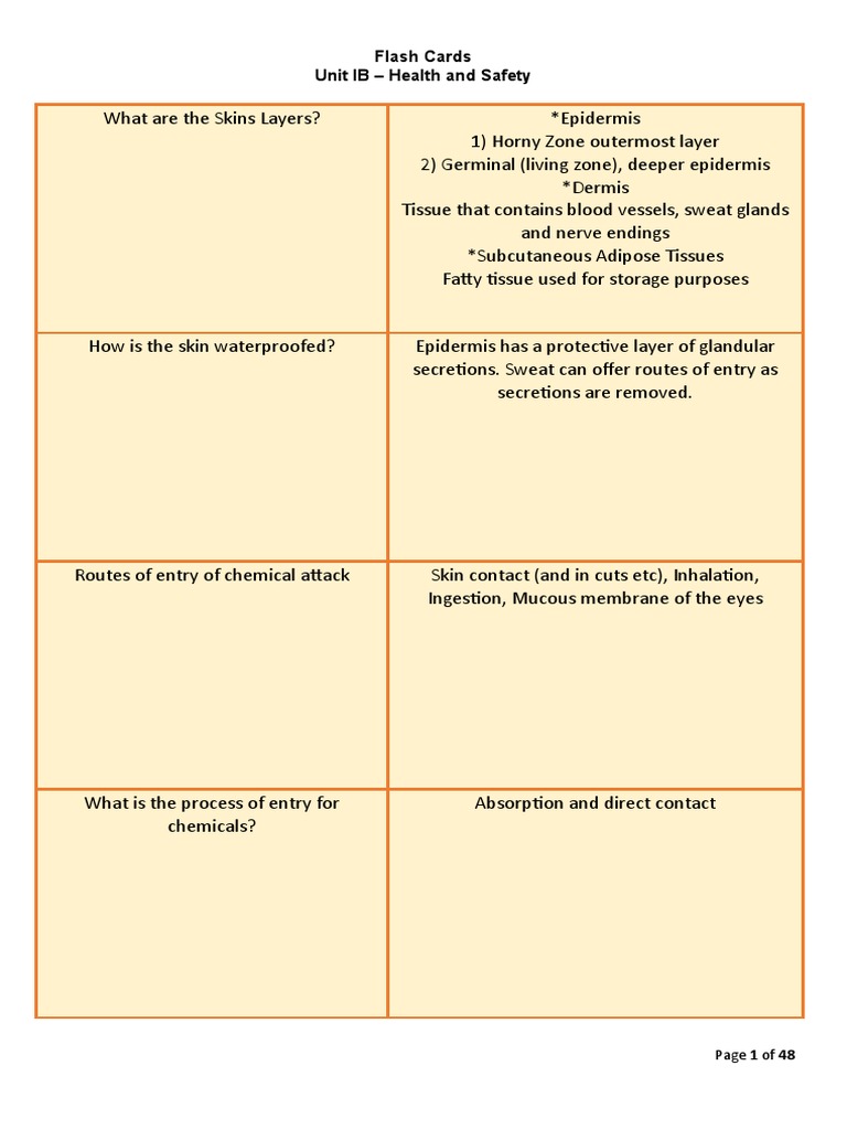Health and Safety: Skin and Chemical Risks | PDF | Personal Protective ...