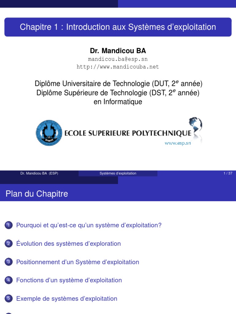 CM1 IntroSE | PDF | Système d'exploitation | Programme informatique