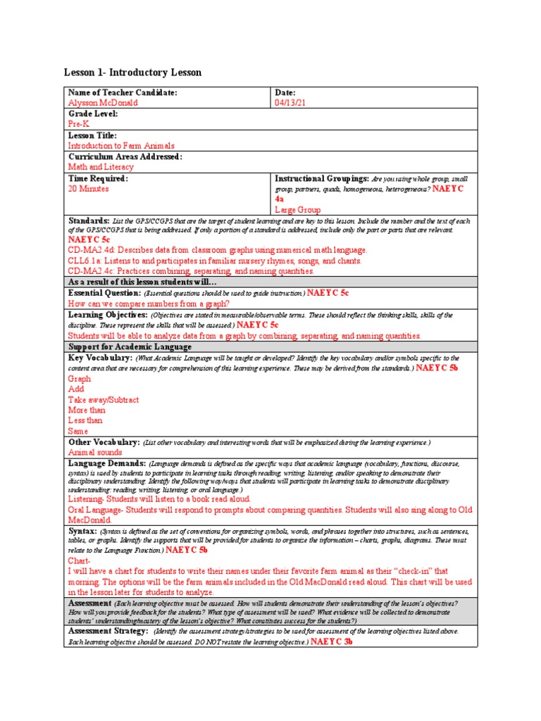 Mcdonald Learning Experiences | PDF | Educational Assessment | Reading ...